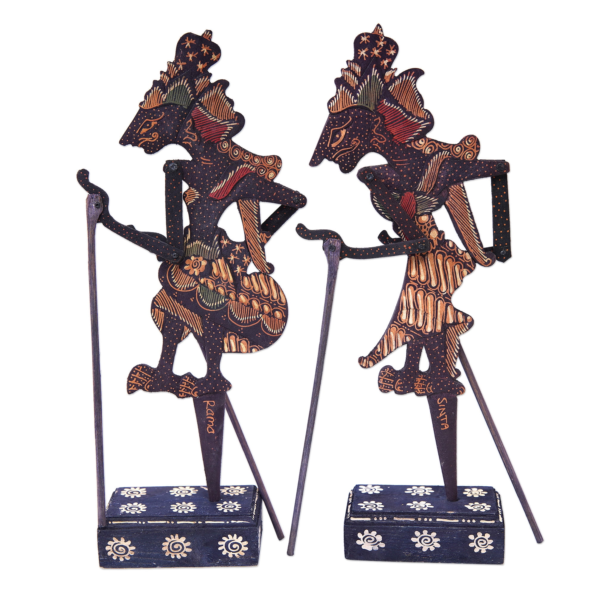 NOVICA Wood shadow puppets, 'Divine Pair' - Walmart.com