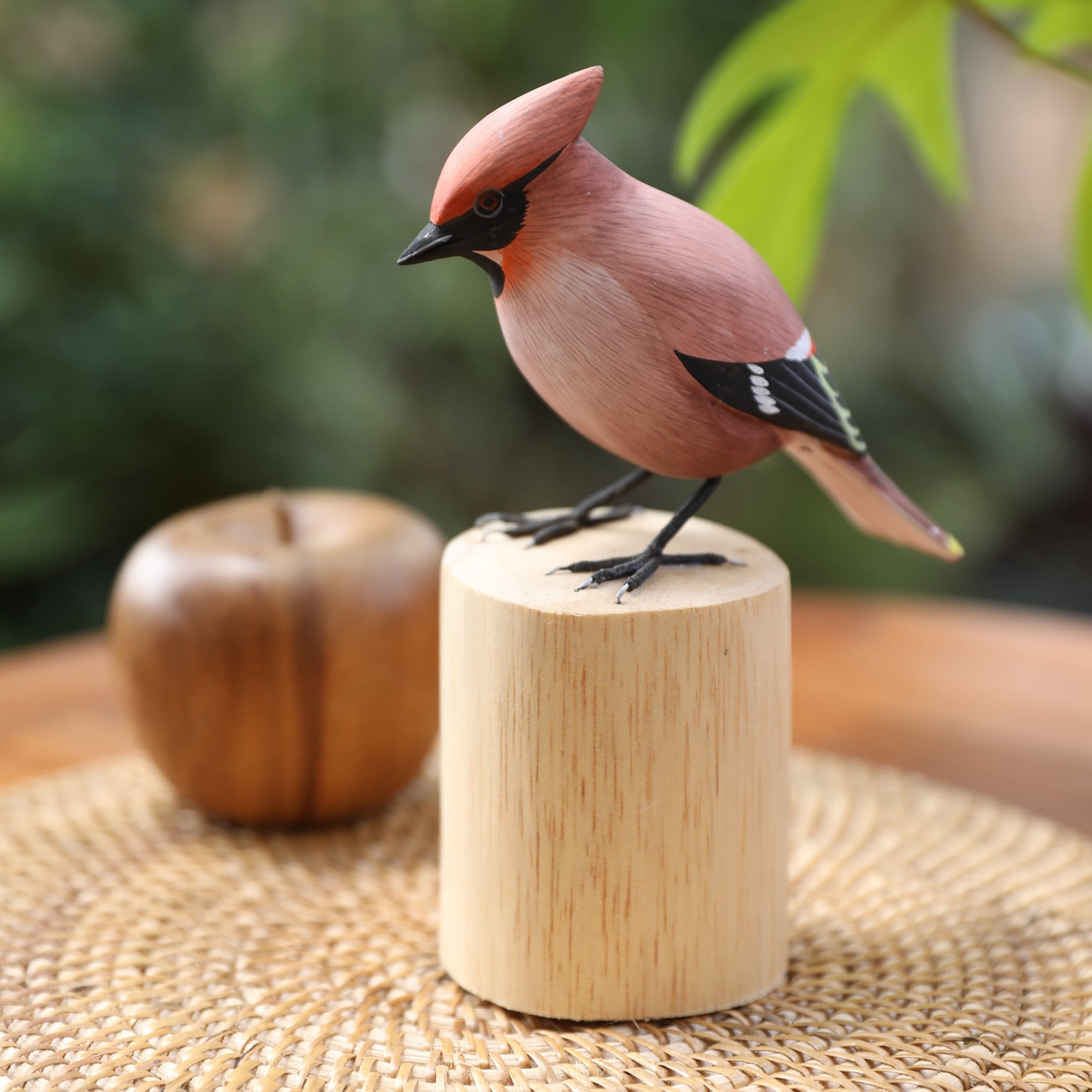 NOVICA Artisan Handmade Wood Statuette Bird with Teak Base Multicolor ...