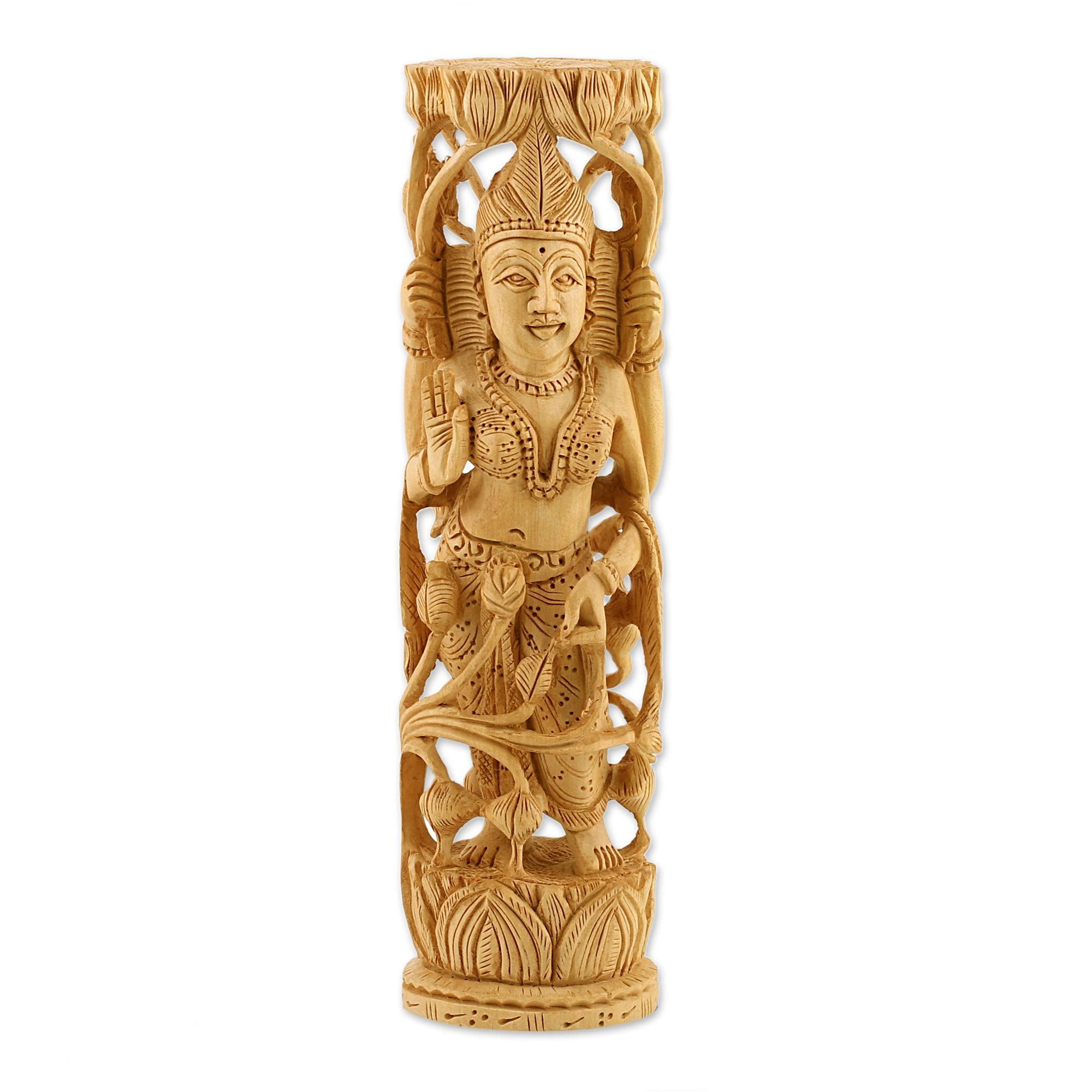 NOVICA Wood statuette, 'Lakshmi, Goddess of Prosperity' - Walmart.com