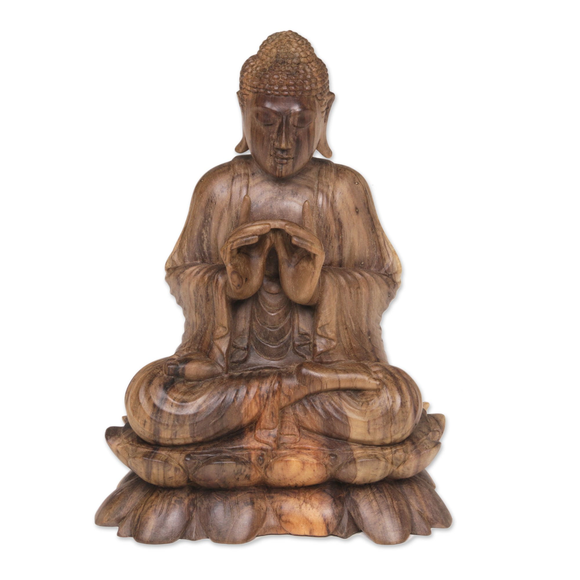 NOVICA Wood statuette, 'Vitarka Buddha on Lotus' - Walmart.com