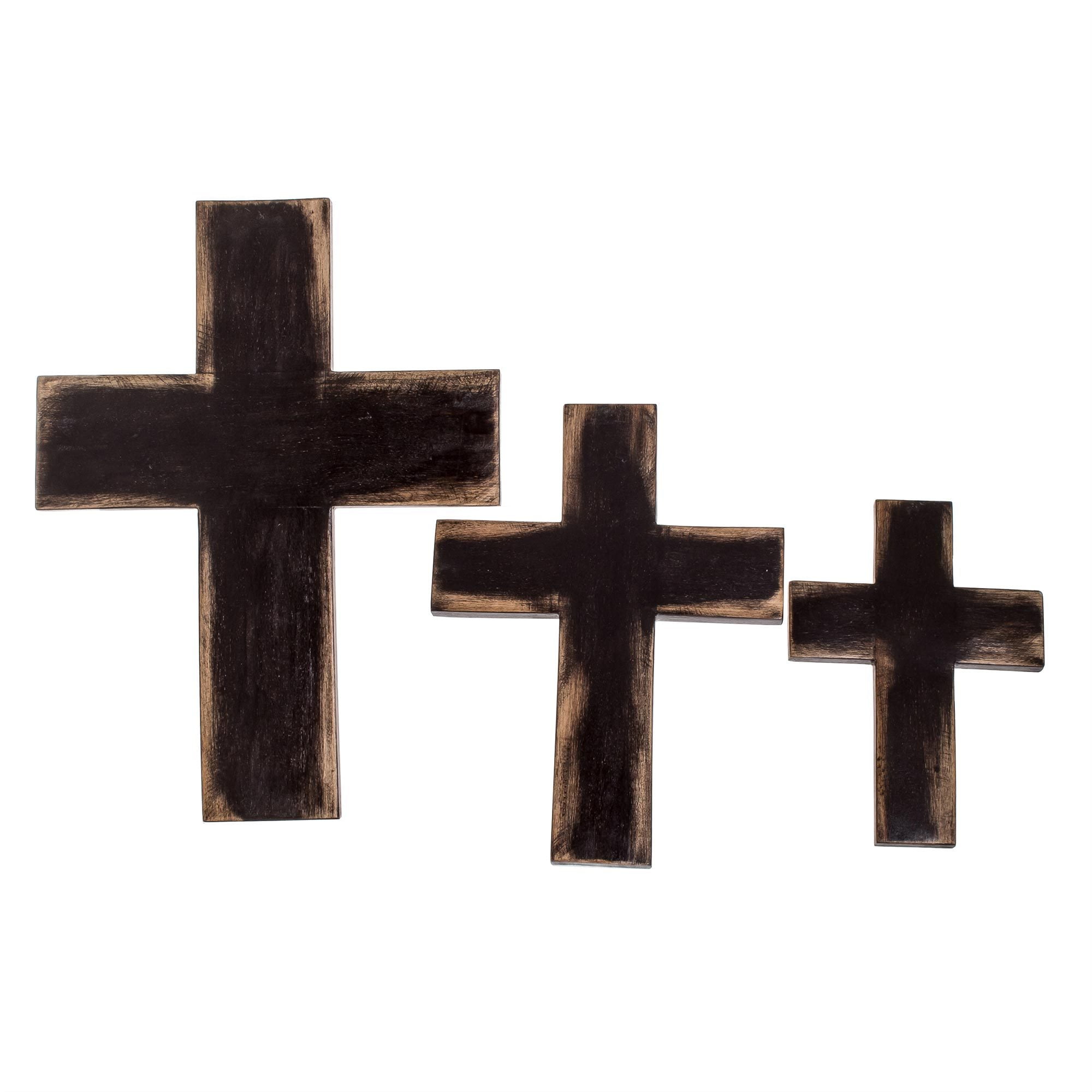 NOVICA Wood wall crosses, 'Symbol of Love in Brown' (set of 3 ...