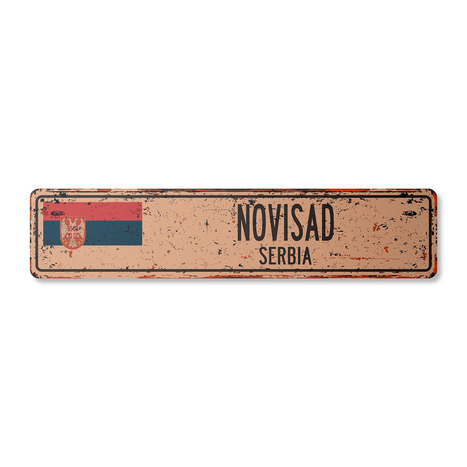 NOVISAD SERBIA Vintage Plastic Street Sign Serbian Montenegrin flag ...