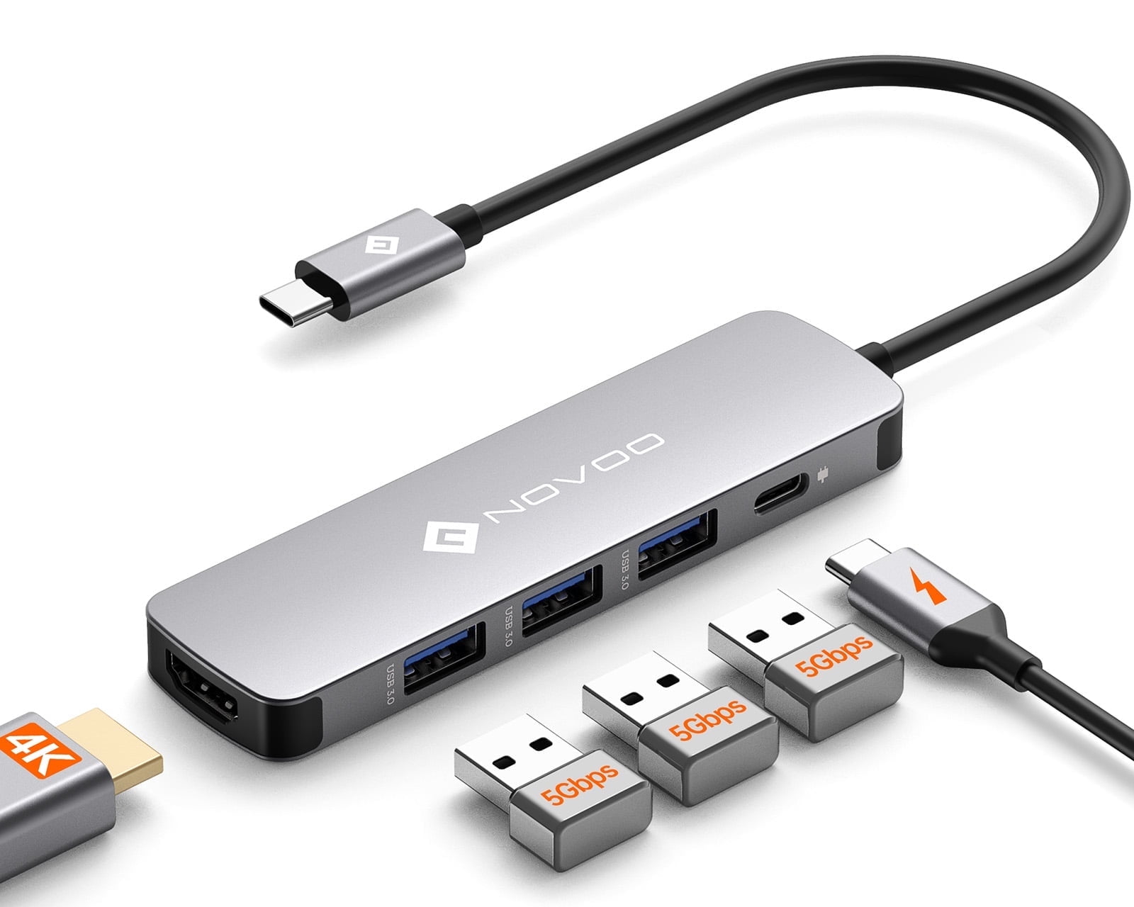 NOVOO Ultra Slim USB C Hub for MacBook Pro/Air M1/M2/2020, 5-in-1 USB C ...