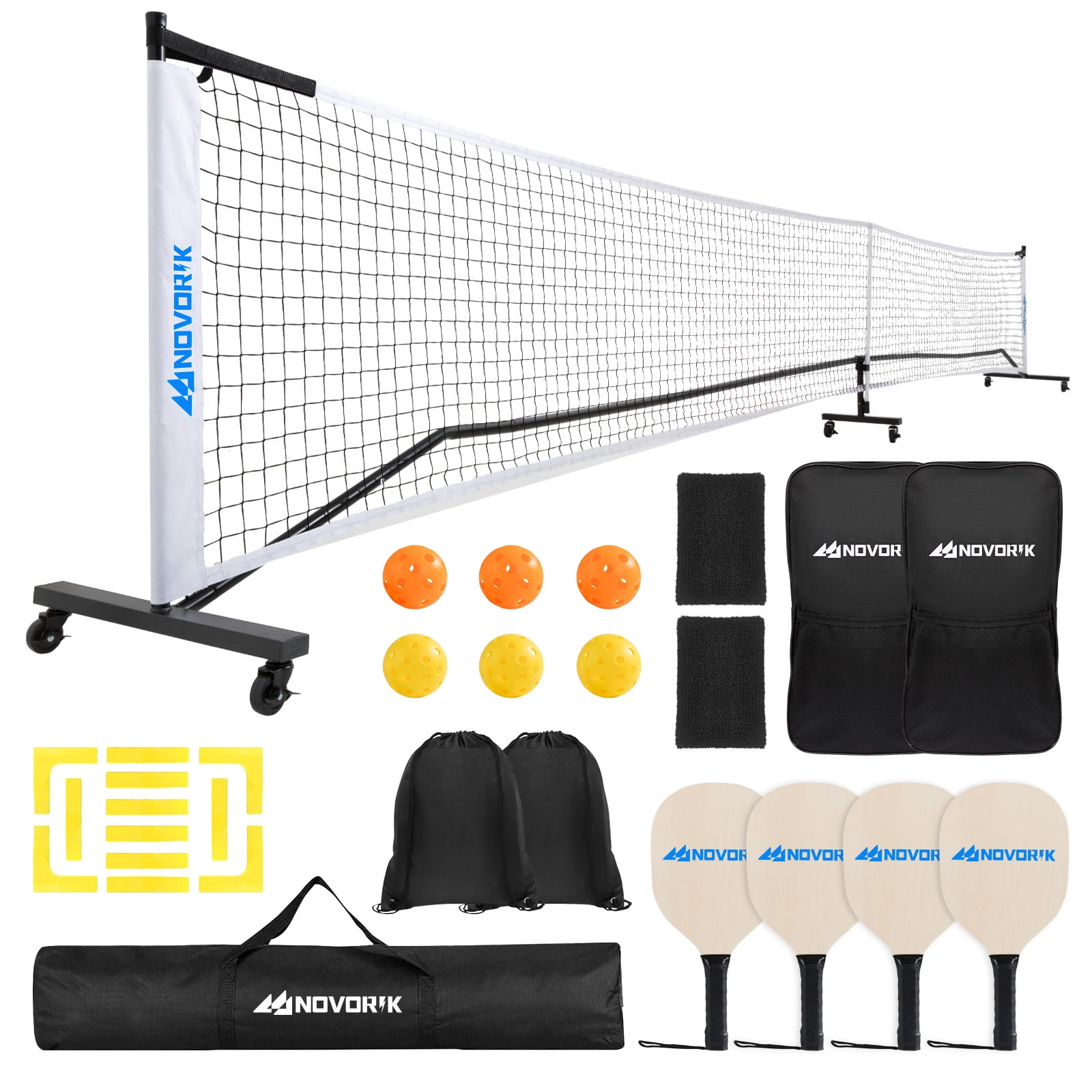 NOVORIK Portable Pickleball Net with Wheels, 22FT USAPA Regulation Size ...