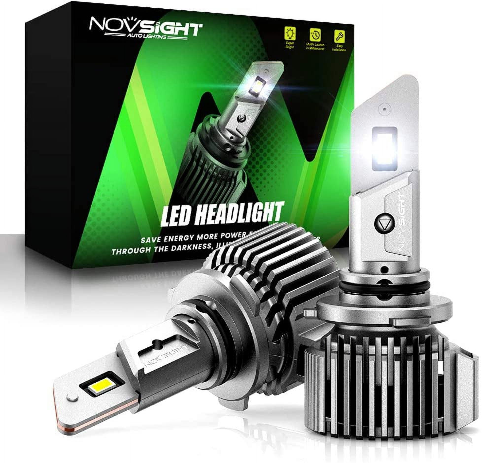 NOVSIGHT 9005/HB3 LED Headlight Bulbs, 100W 20000 Lumens 600% Extremely Brighter High Power 9005 ...
