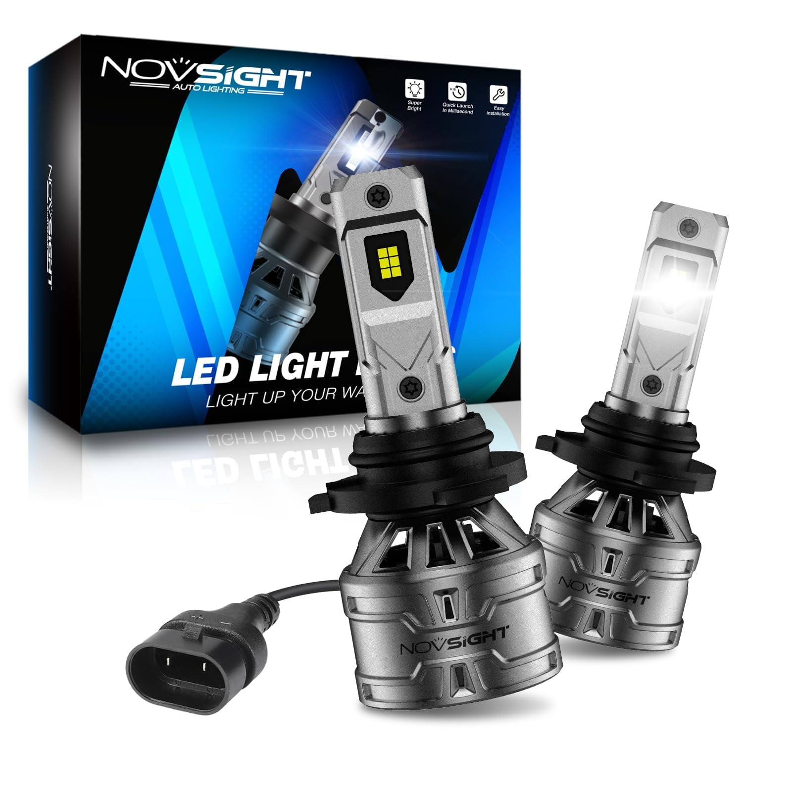 NOVSIGHT H10 Fog Light RRF12 Bulbs - 6500K White 60W 13000LM Bright 9145 9140 9045 9040 Fog ...
