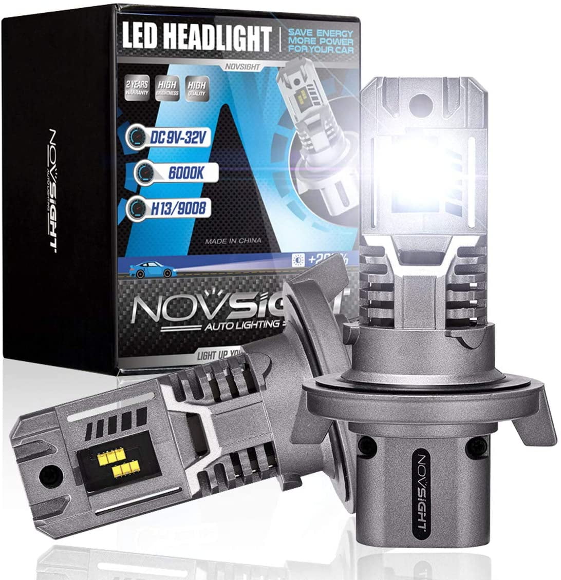 NOVSIGHT H13/9008 LED Headlight Bulbs, 12000 Lumens 60W Super Bright ...