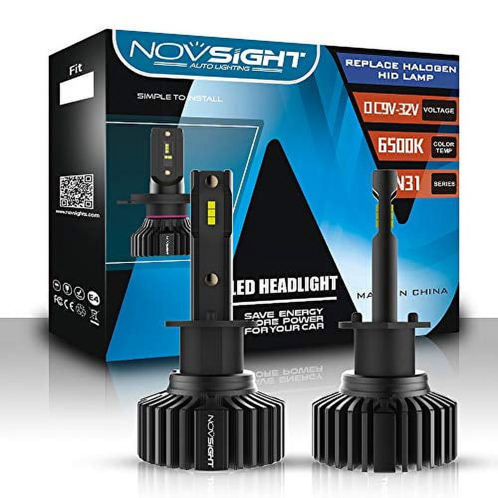 NOVSIGHT H4 LED Headlight Bulb White 6500K, 2Pcs 10000LM 50W Car ...