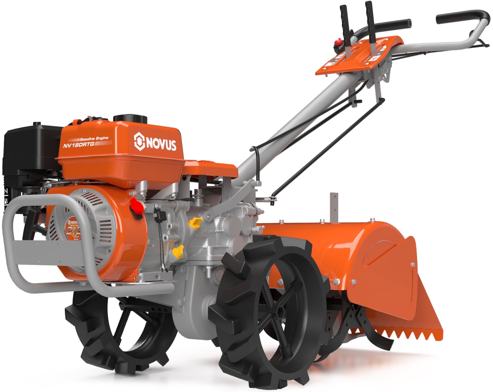 NOVUS 18-Inch Gas Powered Rear Tine Tiller, 212cc 4-Cycle Powerful Gas ...