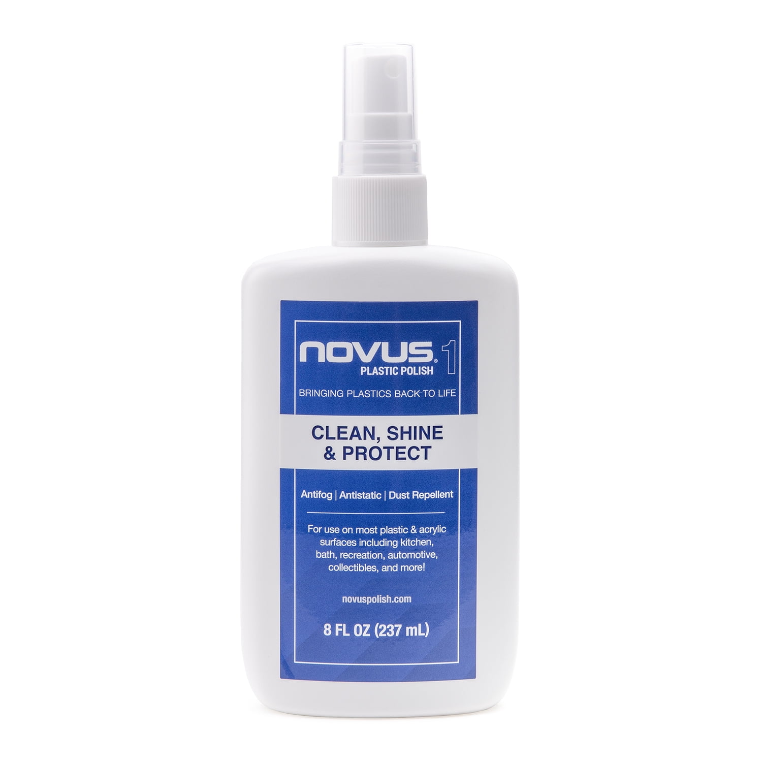NOVUS Plastic Clean and Shine, Anti-Static Polish, 8 Ounce Bottle for ...