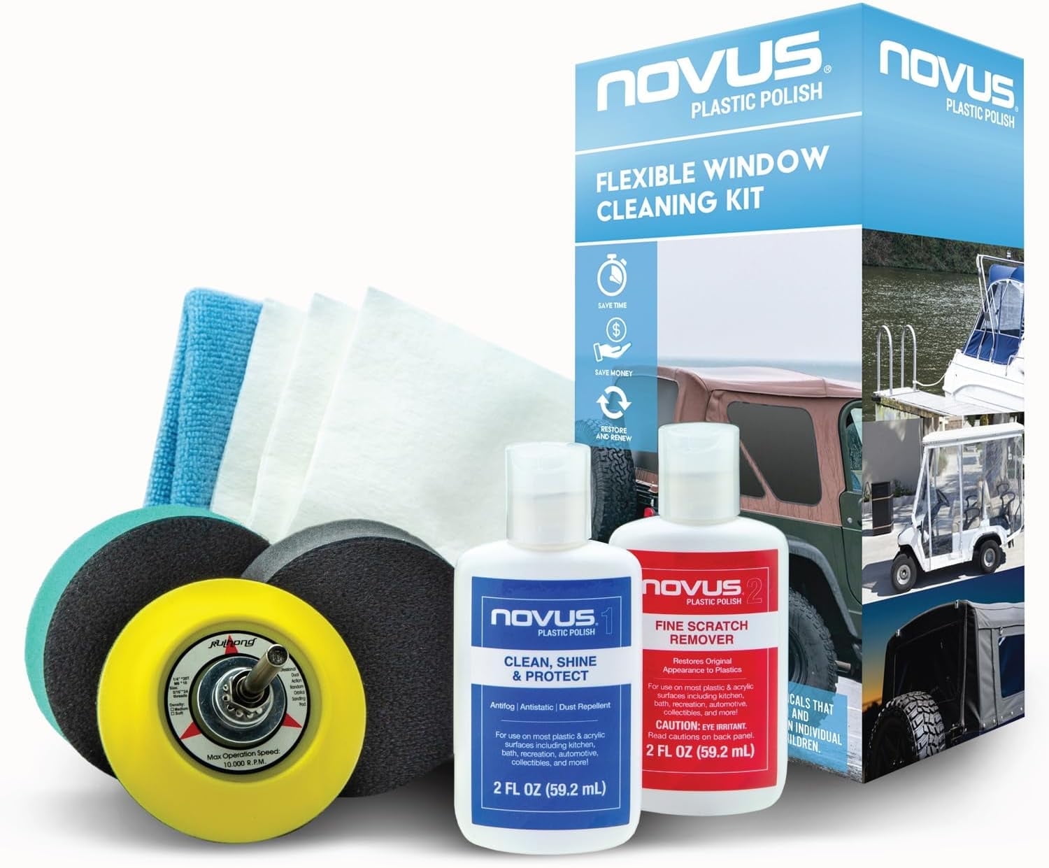 NOVUS Plastic Polish | Flexible Window Kit | One 3” Backing Pad for ...