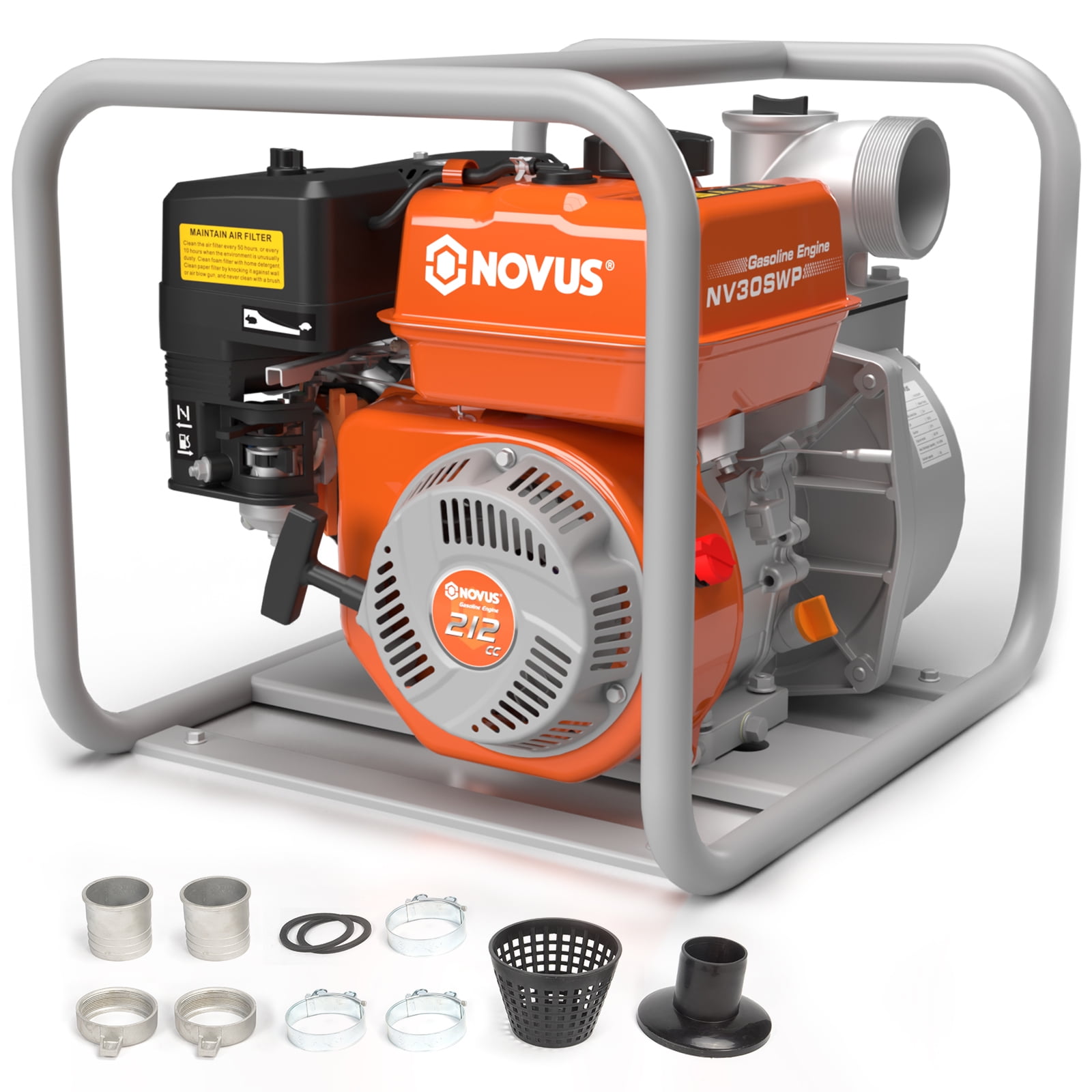 NOVUS Semi Trash Pump 3 inch, Gas Powered Water Pump for Pond Pool ...