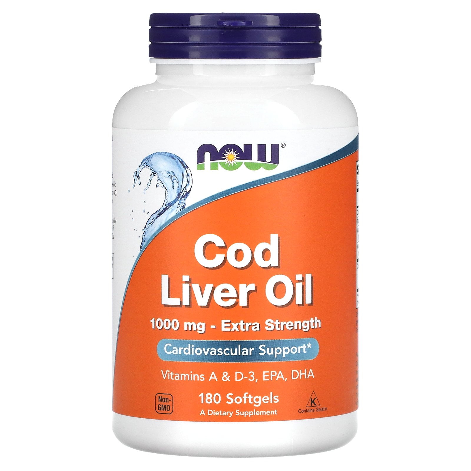 NOW Foods Cod Liver Oil Supplement Pills, Extra Strength 1000 Mg, 180 ...