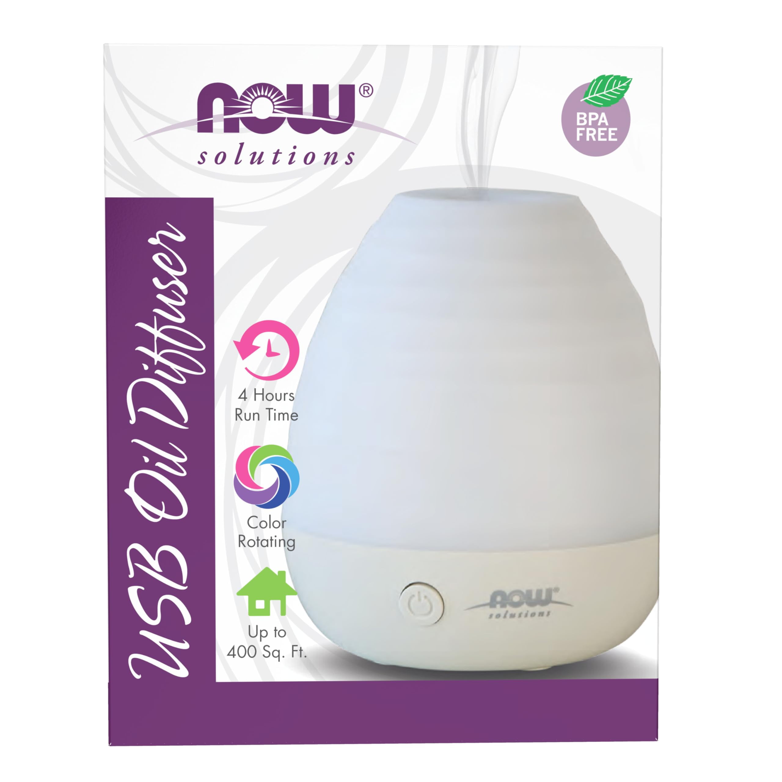 NOW Essential Oils, Ultrasonic USB Aromatherapy Oil Diffuser, Extremely ...