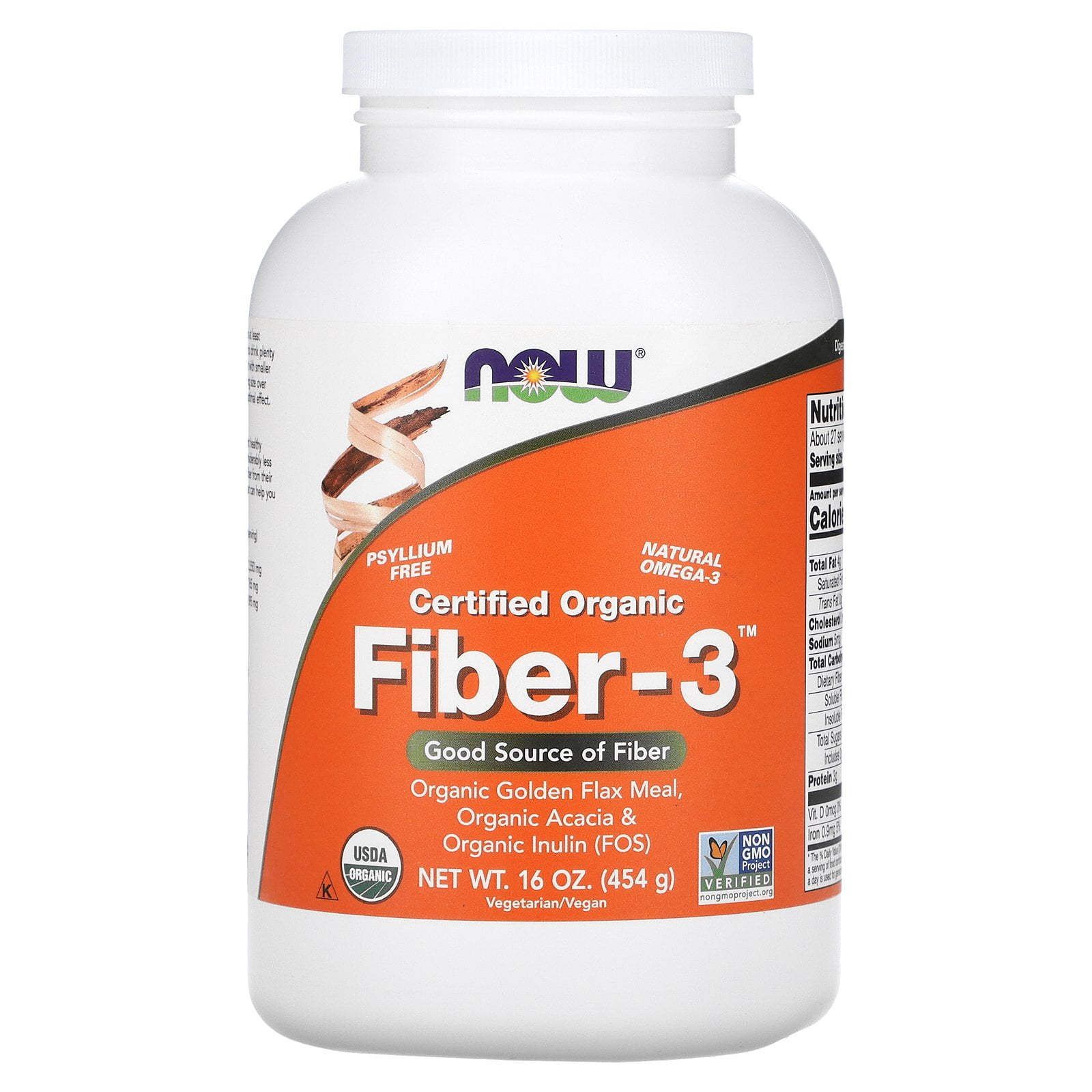 NOW Foods - 100% Certified Organic Fiber-3 - 16 oz. - Walmart.com