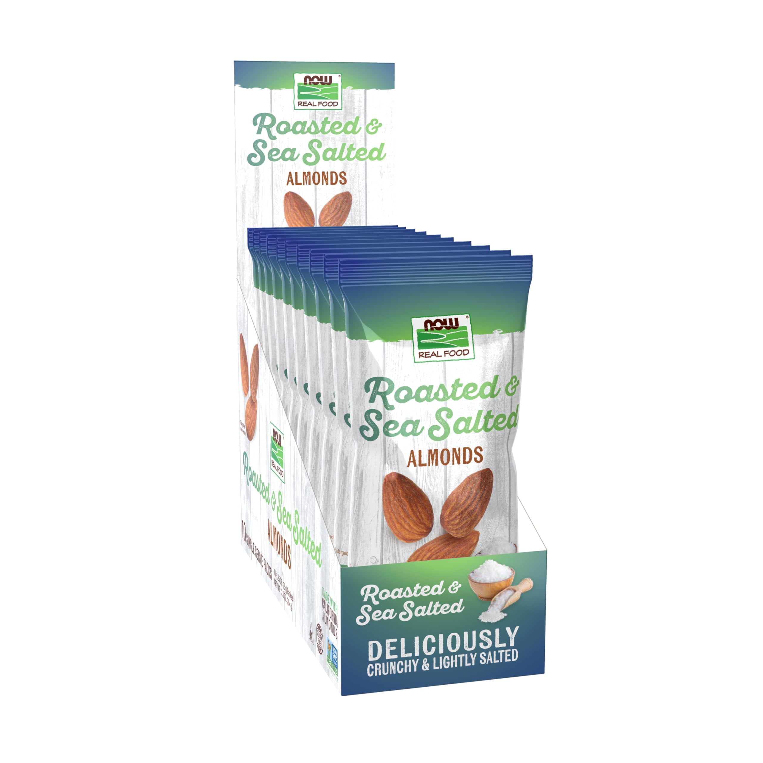 NOW Foods, Almonds,ITSC Roasted with Sea Salt, Source of Protein, Fiber ...