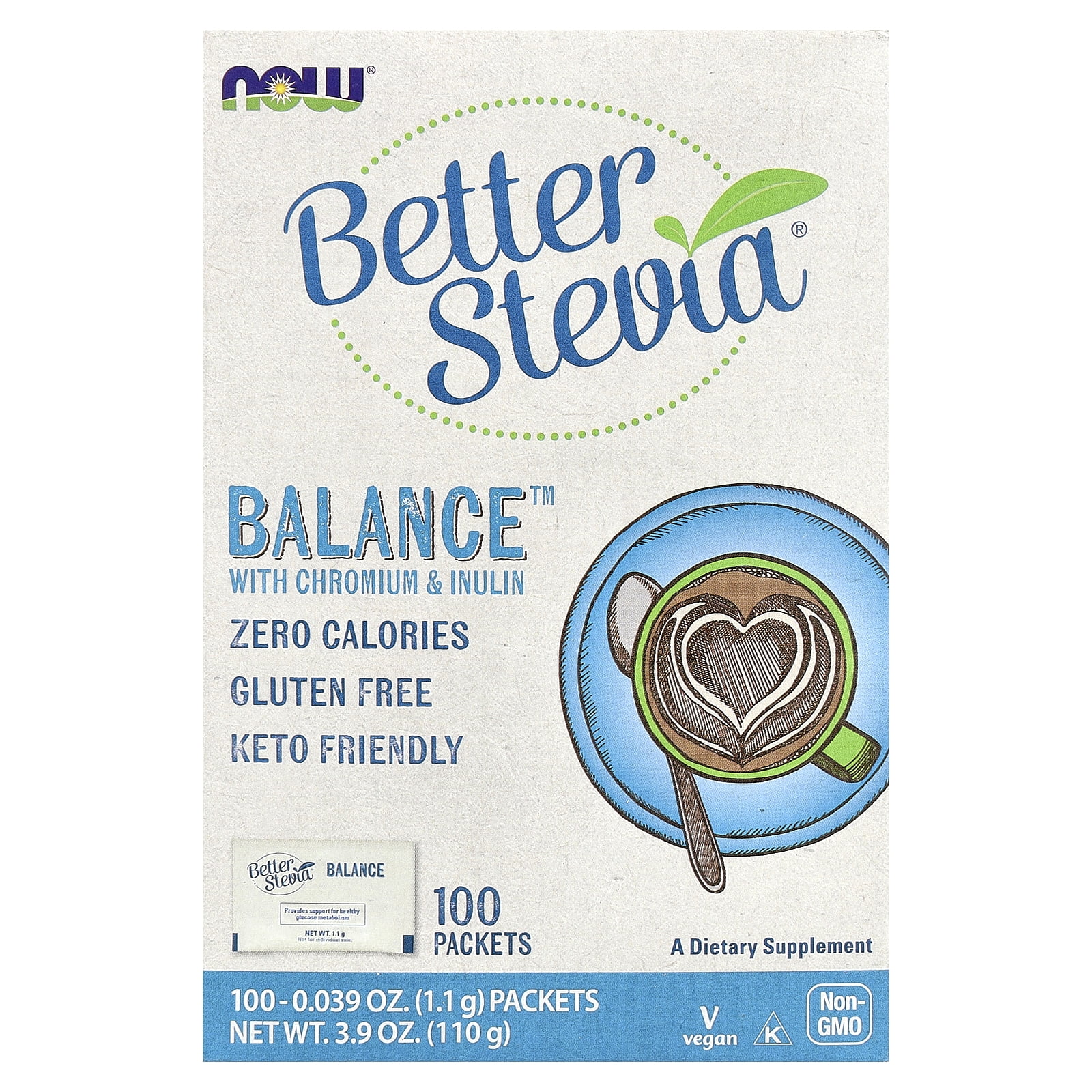 Now Foods Stevia Balance with Chromium & Inulin 100 Packet - Walmart ...
