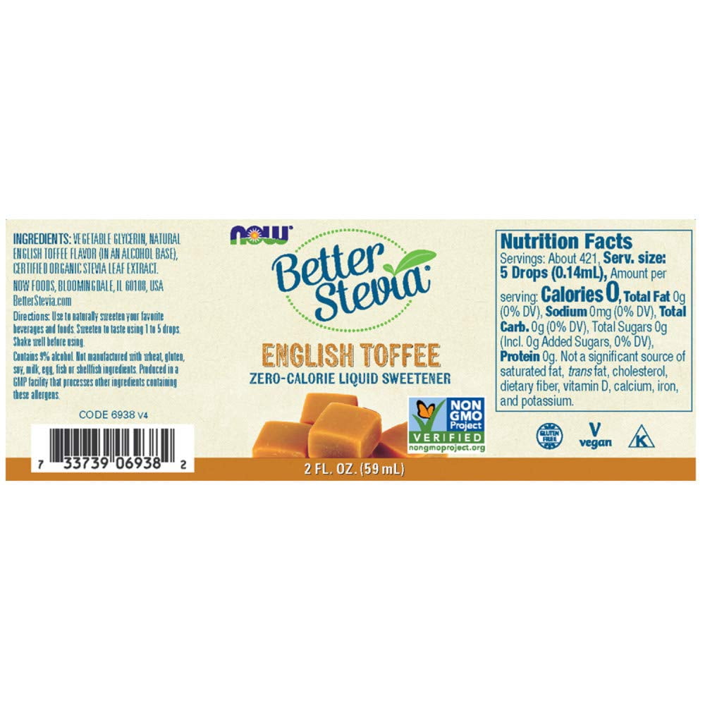 NOW Foods, Better TWE5 Stevia, Liquid Zero-Calorie Sweetener, English ...