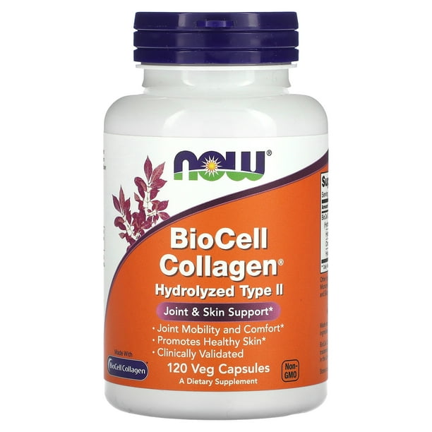 NOW Foods BioCell Collagen, Hydrolyzed Type II, 120 Veg Capsules ...