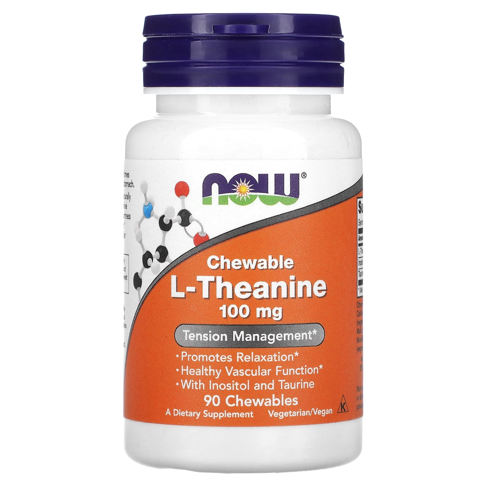 NOW Foods Chewable L-Theanine, 100 mg, Promotes Relaxation and ...