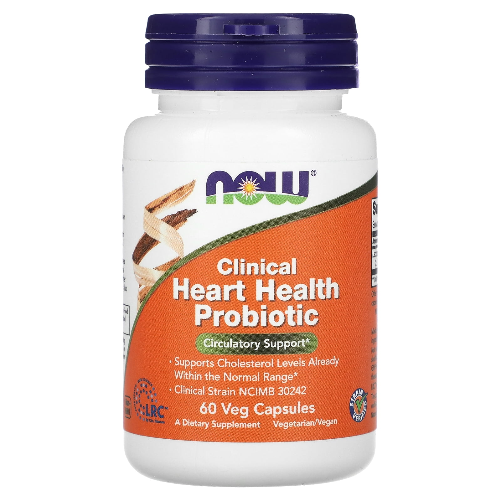 NOW Foods Clinical Heart Health Probiotic, 60 Veg Capsules (117 mg per ...
