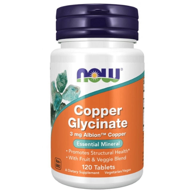 NOW Foods Supplement - Essential Mineral Copper Glycinate 3mg, 120 ...