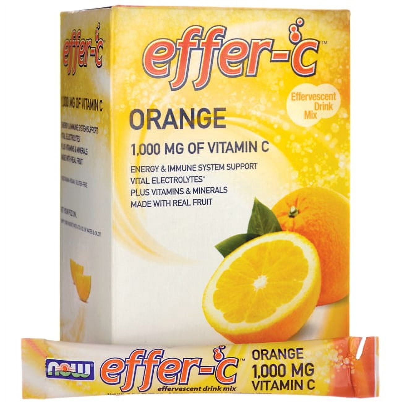 NOW Foods Effer-C Energy & Immune System Support, 1000mg, Orange, 30 Ct ...