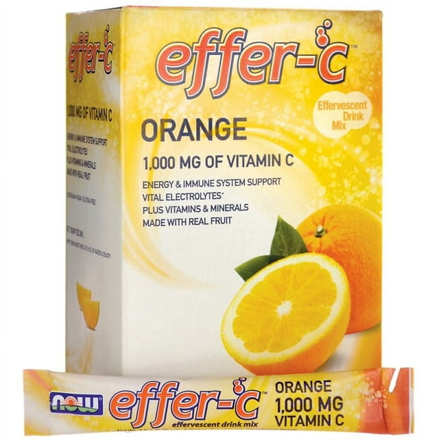 NOW Foods Effer-C Effervescent Drink Mix Orange 30 Pkts - Walmart.com