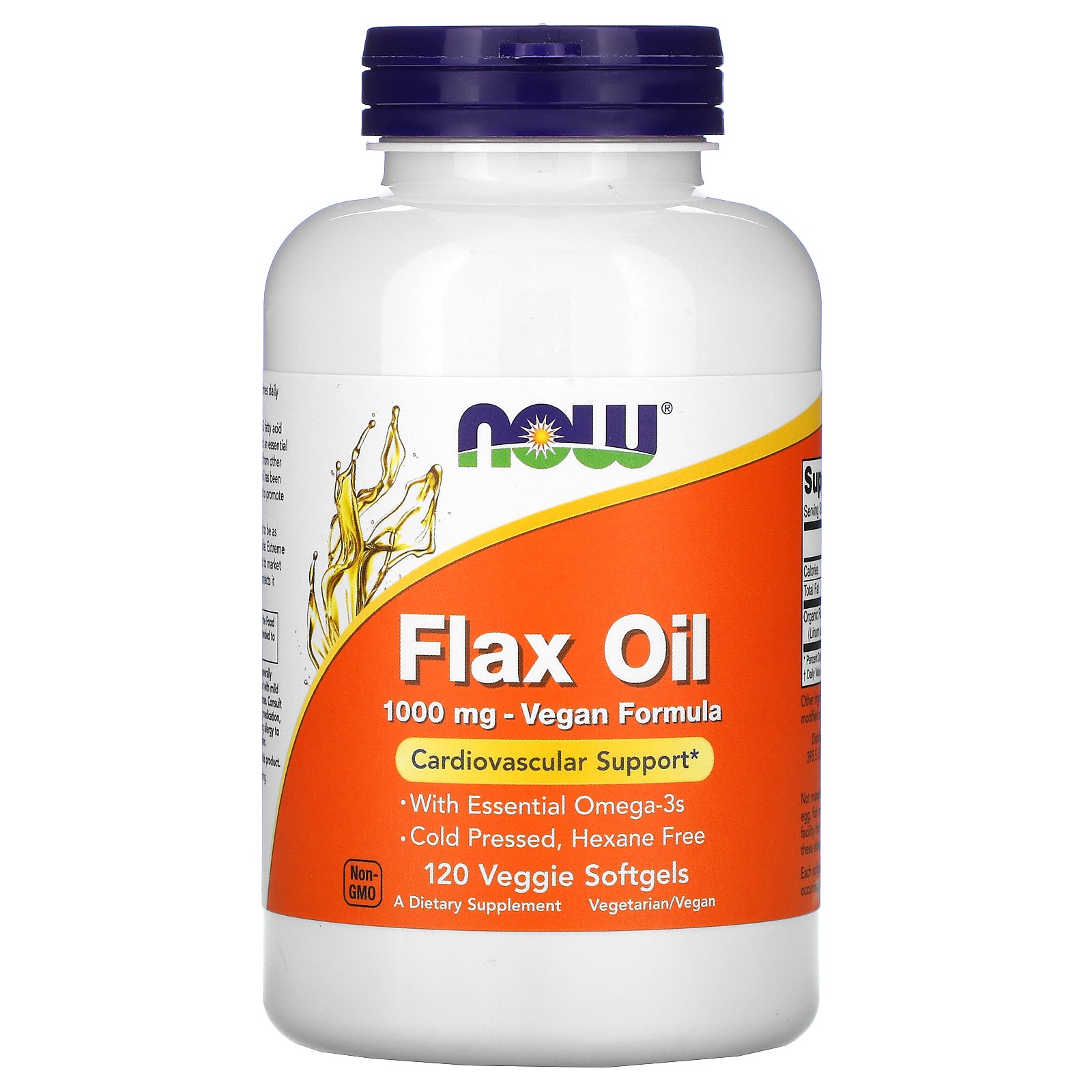 NOW Supplements, Certified Organic Flax Seed Oil Liquid, Cold-Pressed ...