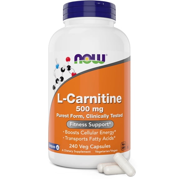 NOW, L-Carnitine Supplement, 240 Veg Caps, 500mg Vegetarian - Walmart.com
