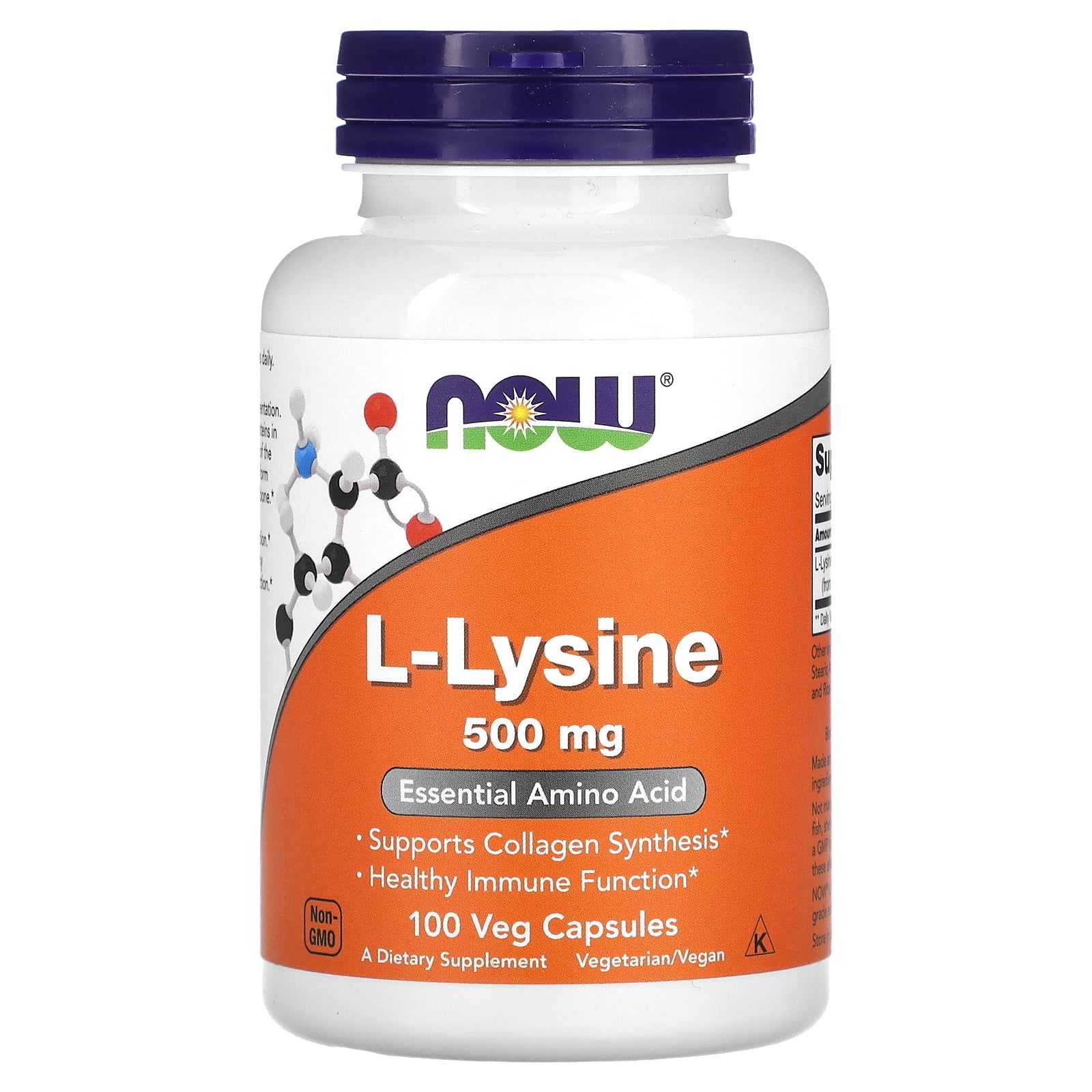 NOW Foods L-Lysine 500mg, Immune Support System Supplement, 100 Veg ...