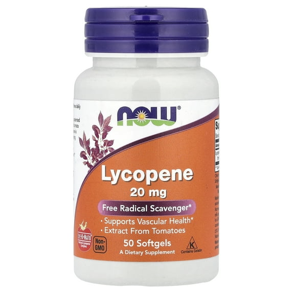 NOW Foods Lycopene 20mg Softgels Capsules, 50 Count for Prostate Health ...