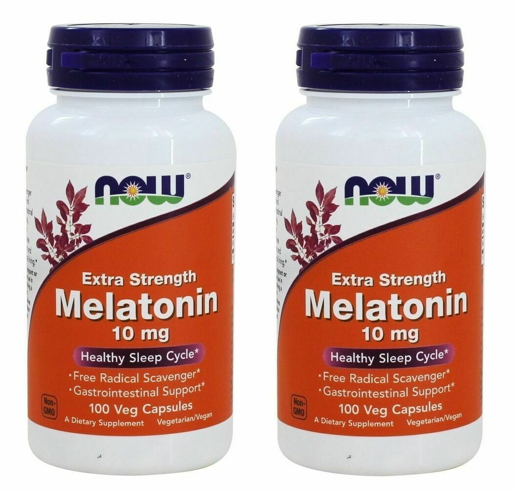 NOW Foods High Dose Melatonin 10mg, 100 Vegetarian Capsules, 2 Packs ...