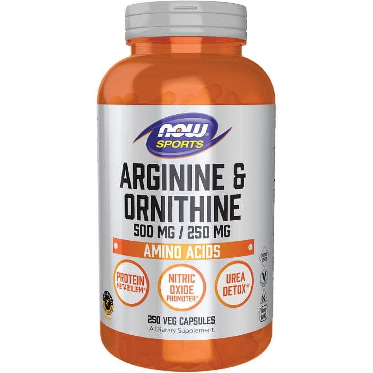 NOW Foods - Arginine & Orthinine Amino Acid Supplement, 500/250mg - 250 ...