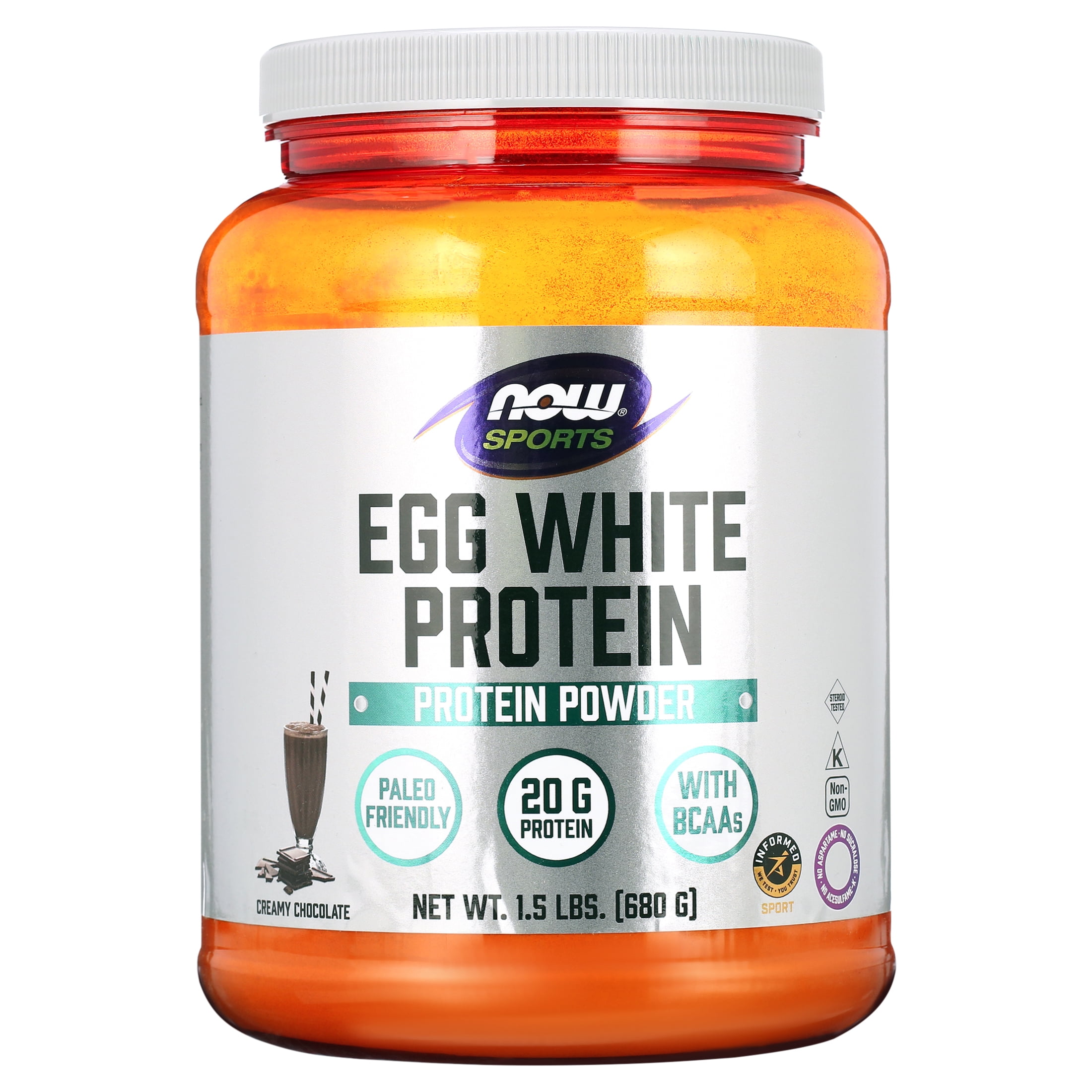 NOW Foods - NOW Sports Sugar Free Egg White Protein Powder, Creamy ...
