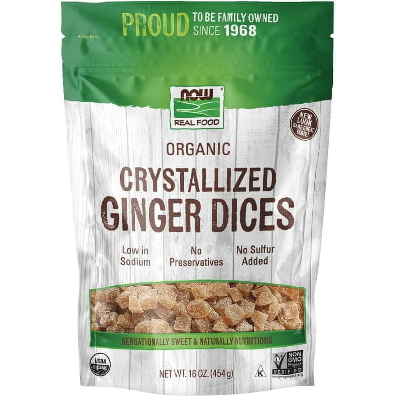 NOW Organic Crystallized Ginger Dices 16 oz for Cooking and Snacking ...