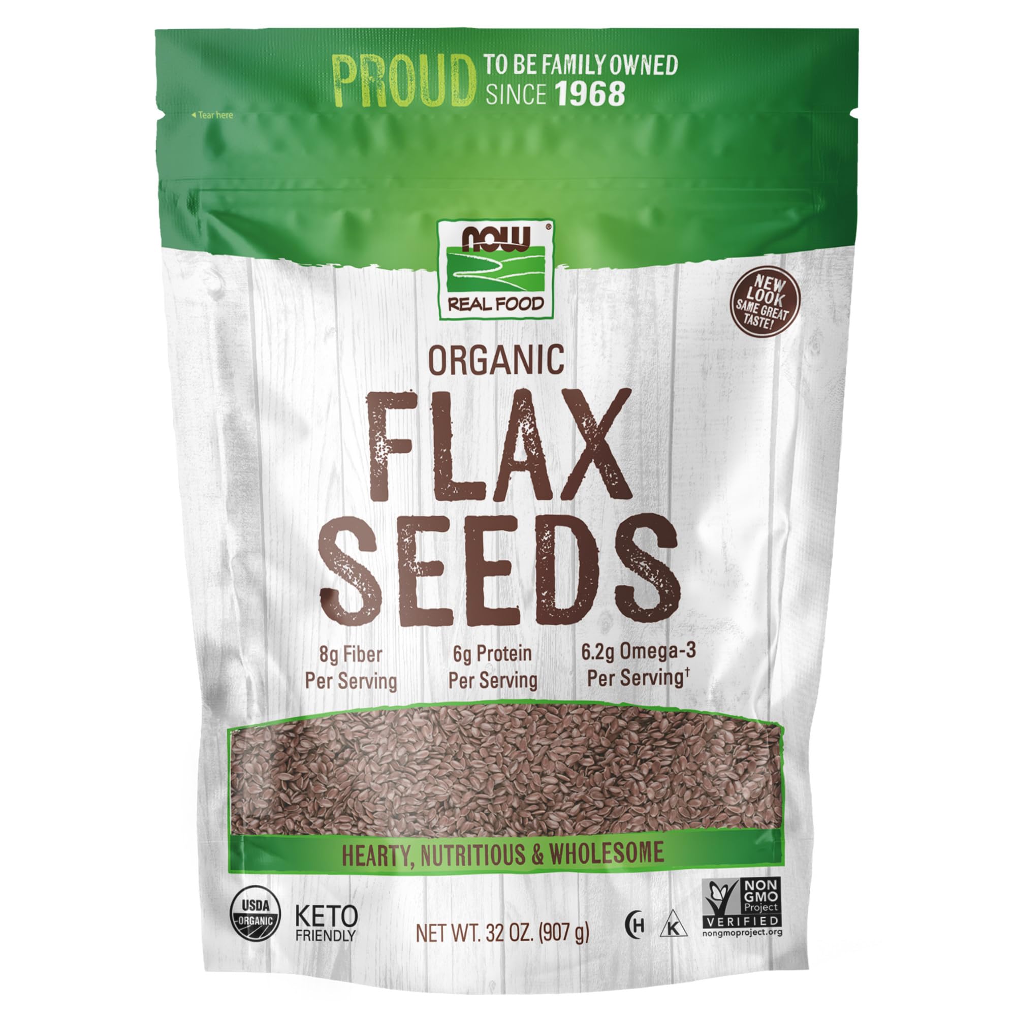 NOW Foods, Organic Flax Seeds, Source of H2FSDEssential Fatty Acids and ...