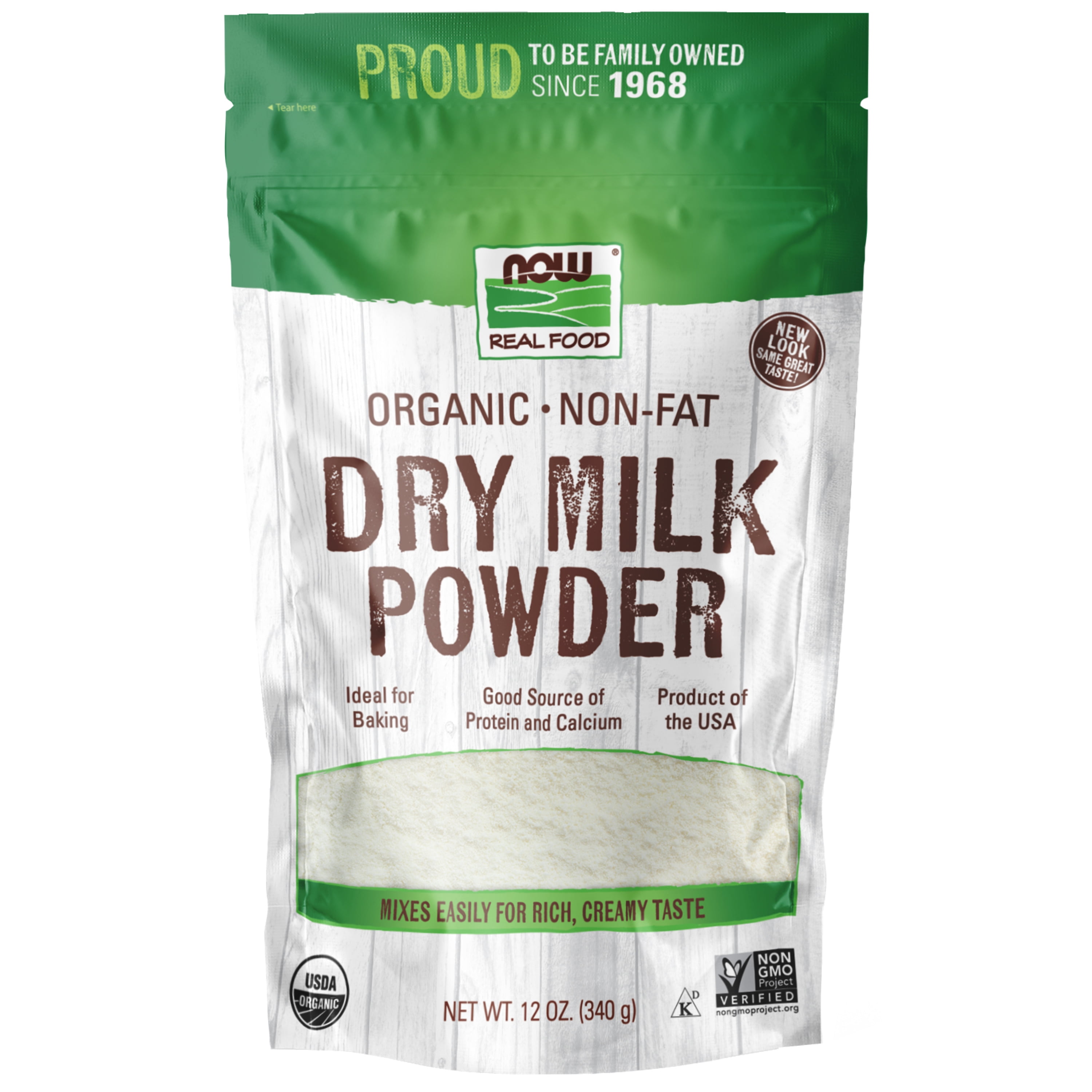 NOW Foods, Organic Non-Fat Dry Milk Powder, Protein & Calcium Rich ...