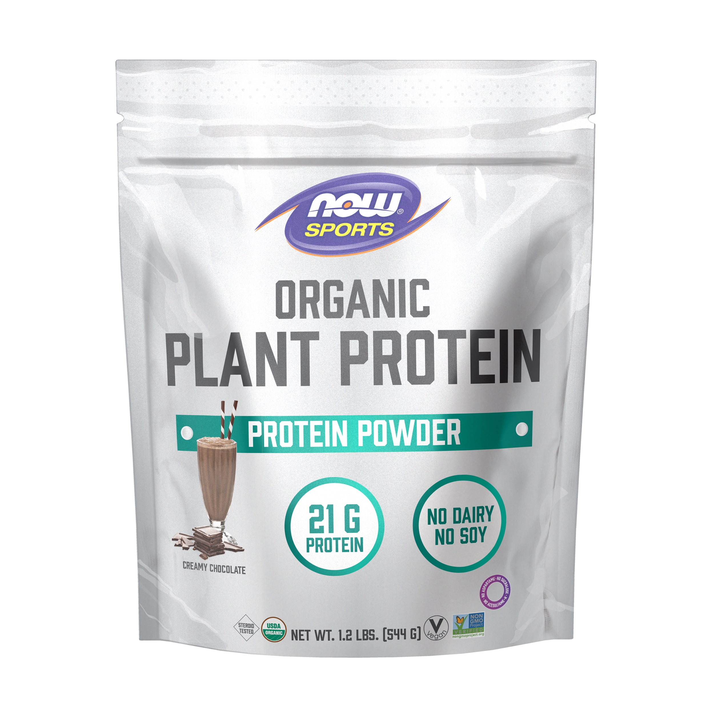 NOW Sports Organic Plant Protein Creamy Chocolate Protein Powder 1.2 lb ...