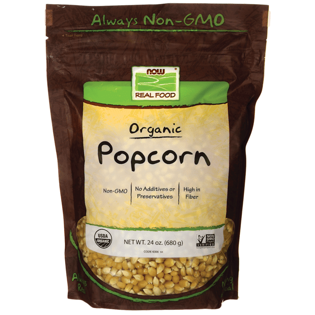 NOW Foods Vegan Non-GMO High Fiber Organic Popcorn Kernels, 24 oz Pkg ...