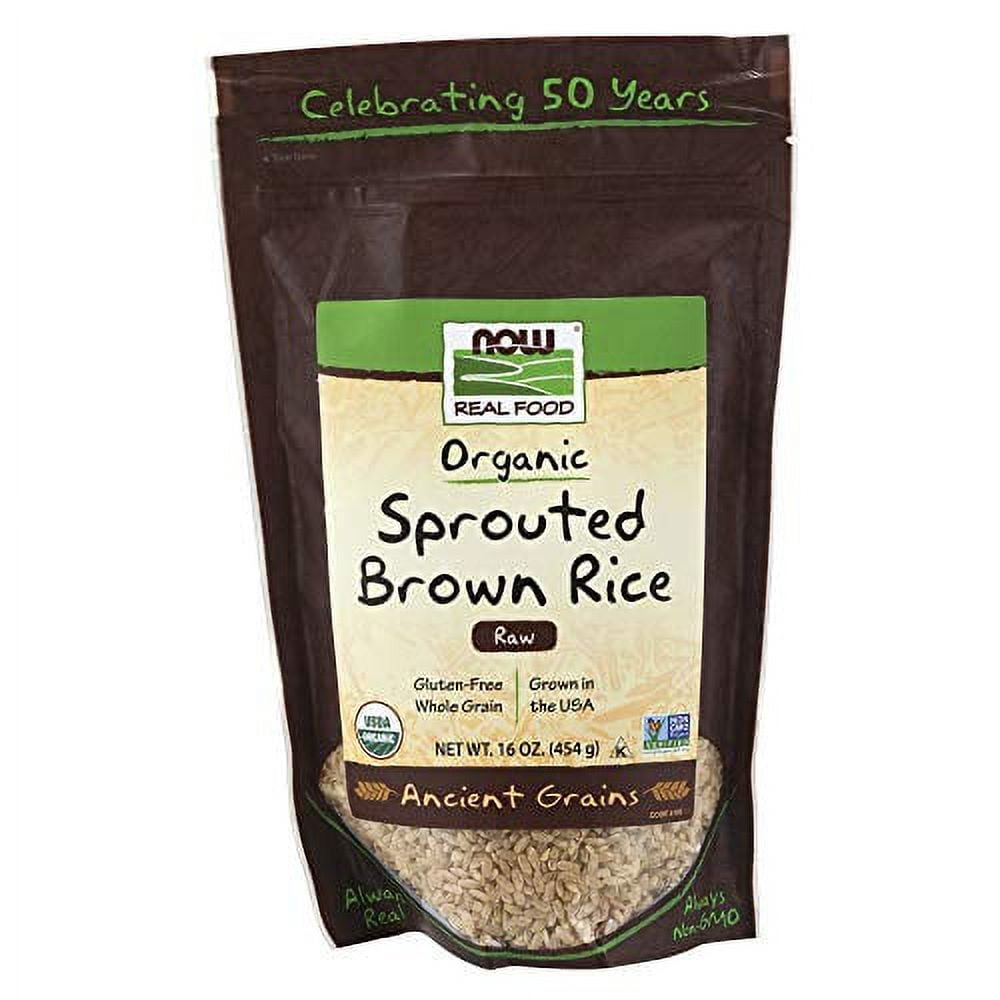NOW Foods, Organic Sprouted Brown Rice, Vegan, Raw, Gluten-Free, Whole ...