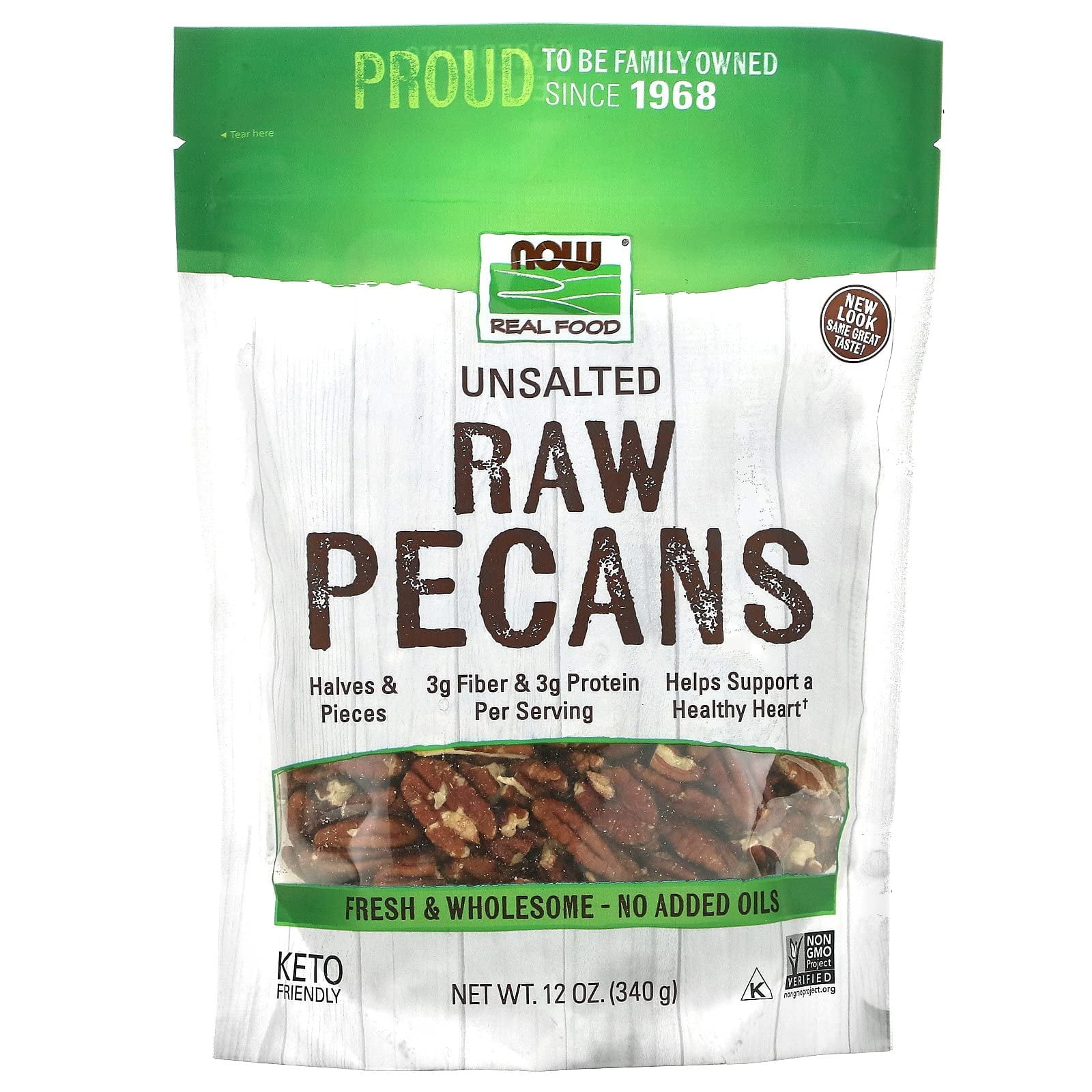 NOW Foods, Pecans, Raw BDF32 and Unsalted, Halves and Pieces, Natural ...