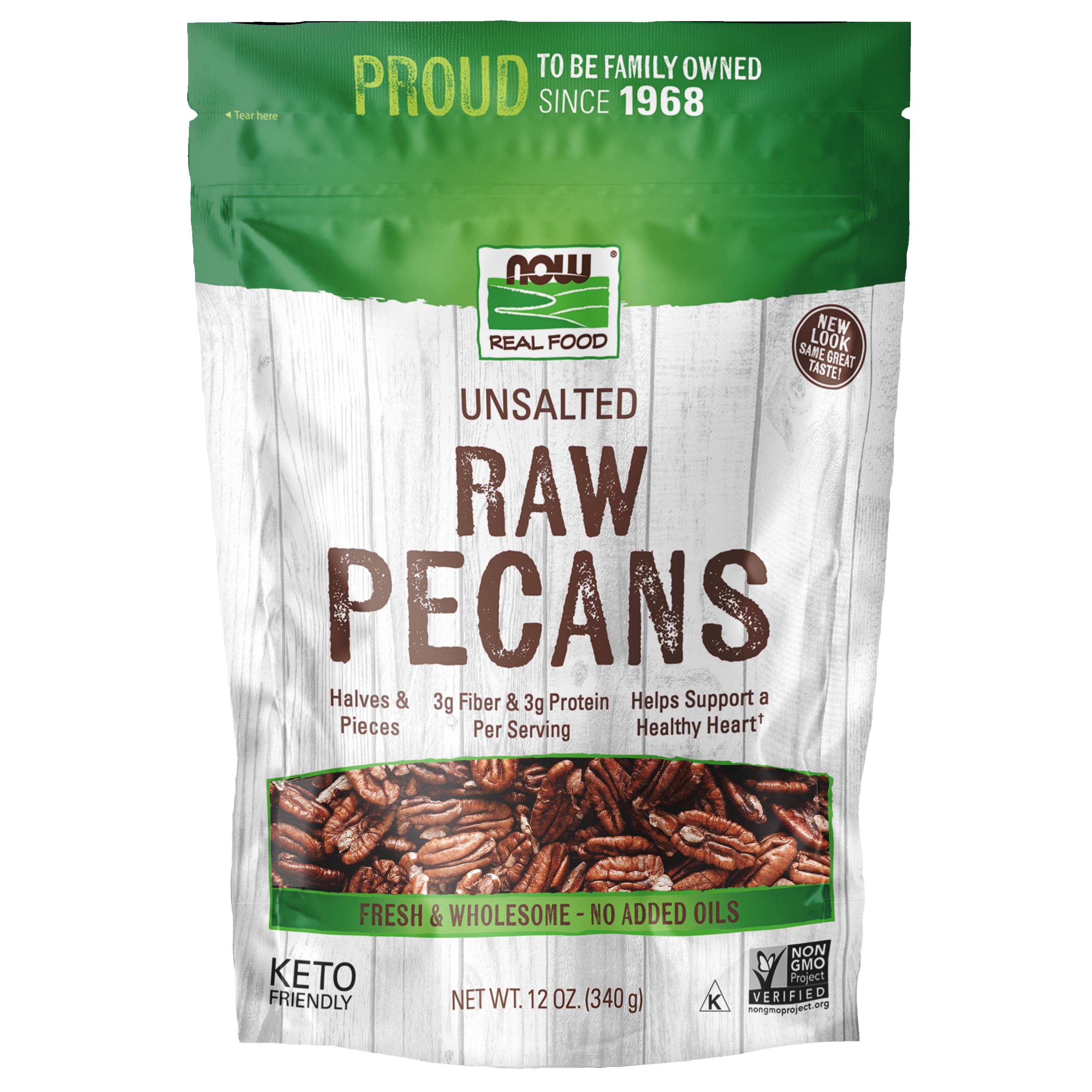 NOW Foods, Pecans, Raw and Unsalted, Halves and Pieces, 12-Ounce ...