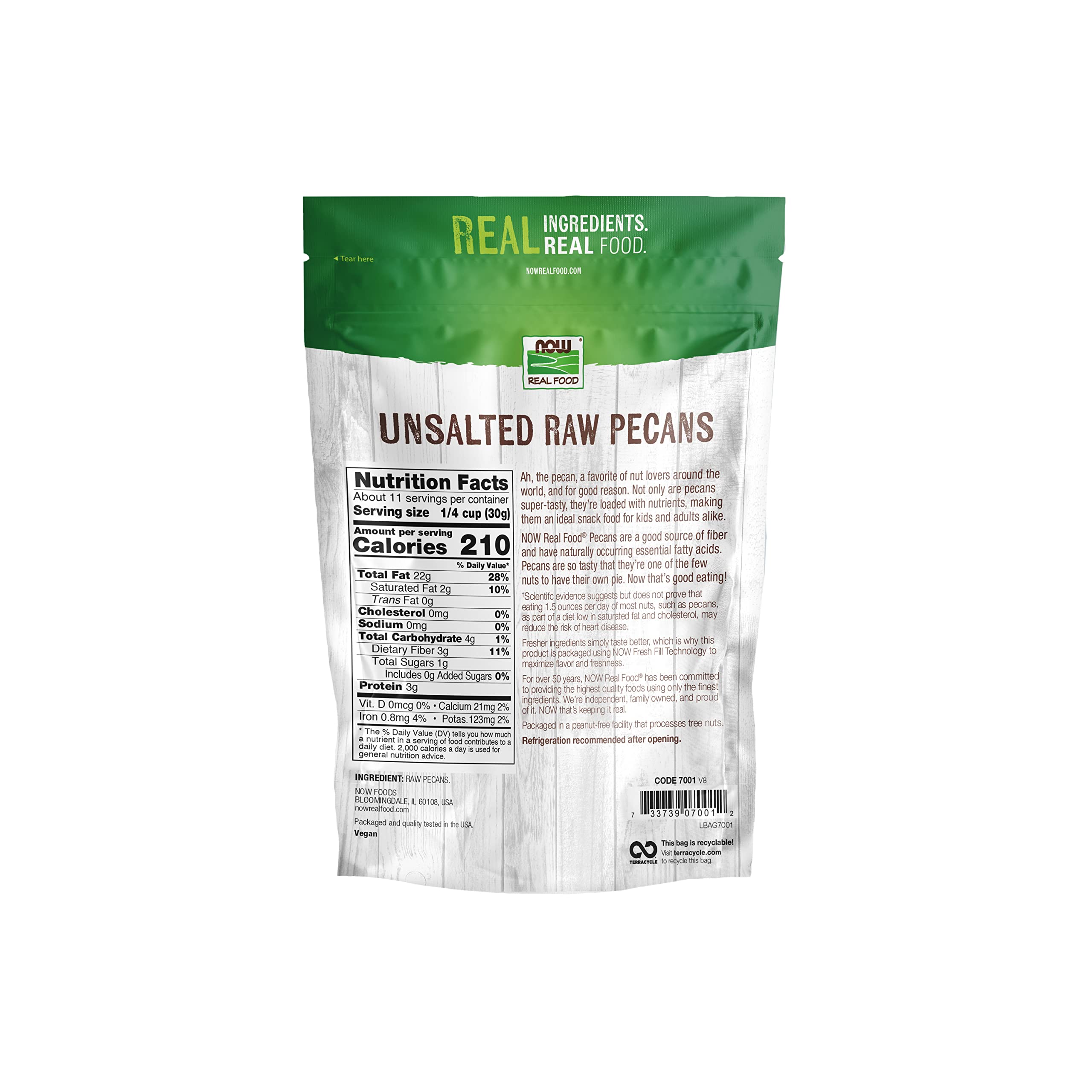 NOW Foods, Pecans, TWE5 Raw and Unsalted, Halves and Pieces, Natural Source of Essential Fatty ...