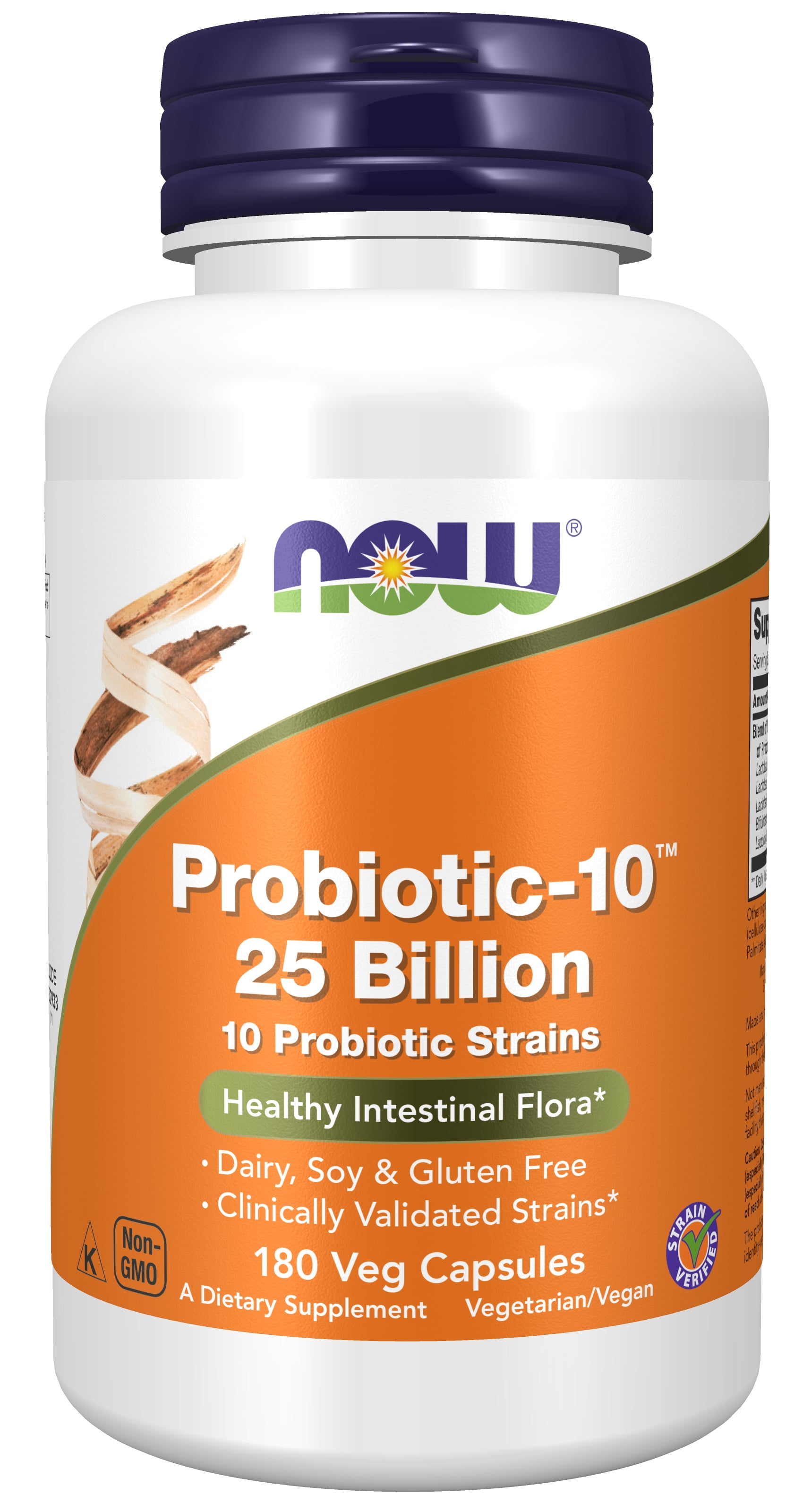 NOW Foods, Probiotic-10™, 25 Billion, with 10 Probiotic Strains, Dairy ...