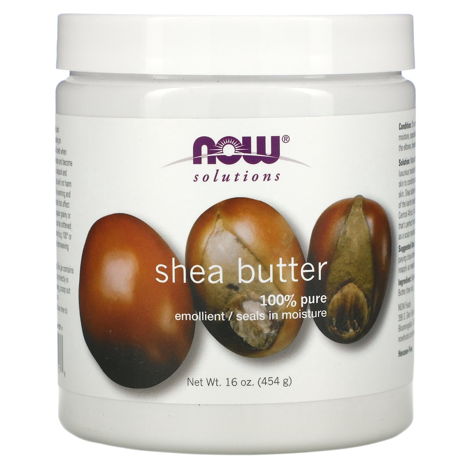 NOW, Shea Butter Cream, 16 oz, Pure Emollient, Moisturizes Dry Skin ...