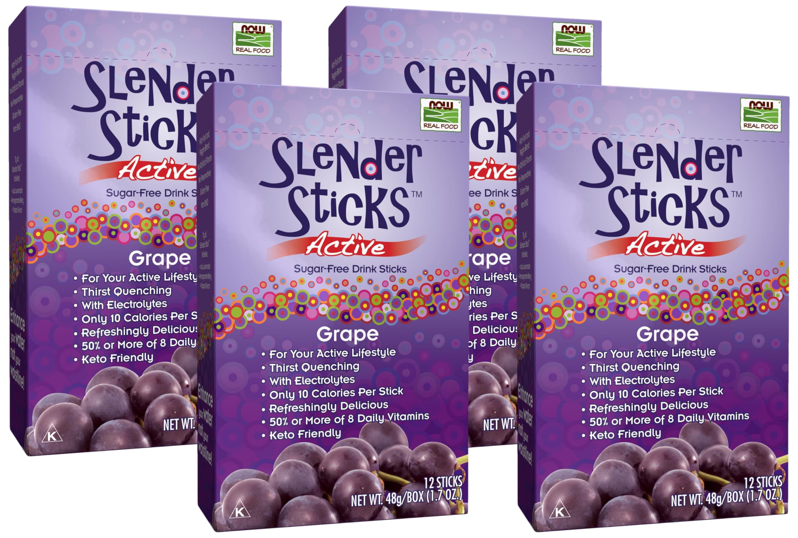 NOW Foods, Slender Sticks, Grape Flavor, Sugar-Free Drink Sticks with ...