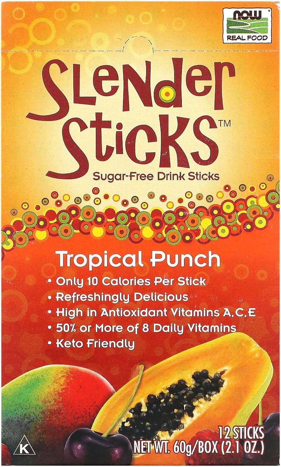NOW Foods Slender Sticks Sugar Free Drink Sticks Tropical Punch - 12 ...