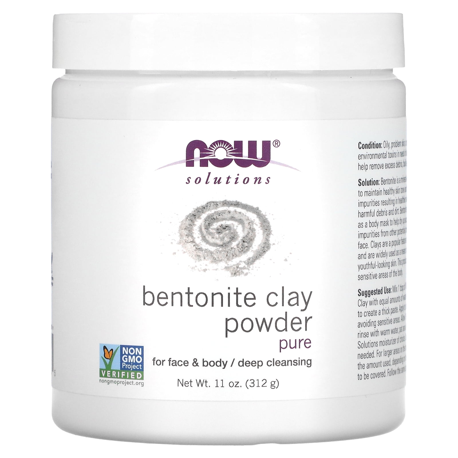 NOW Foods, Bentonite Clay Powder, 11 oz, Facial Mask for Oily Skin ...