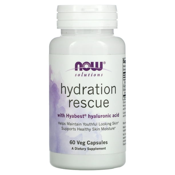 NOW Foods Hydration Rescue with Hyabest Hyaluronic Acid 60 Veg Caps ...